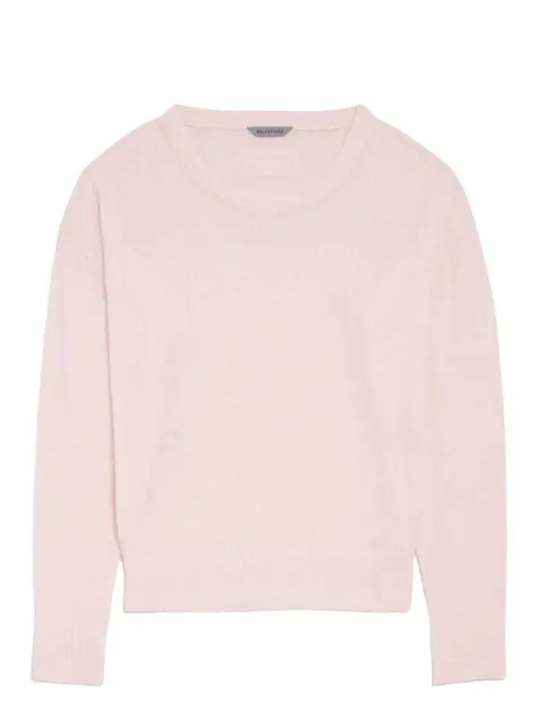 Balenciaga Sheer Logo Patch Knitted Sweater - Pale Pink