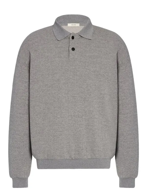 THE ROW Ry Buttoned French-terry Polo Shirt - Gray Blend