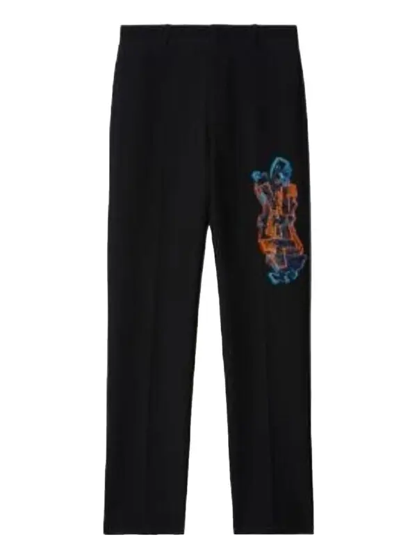 Off-White Logo Embroidered Straight Leg Trousers - Black