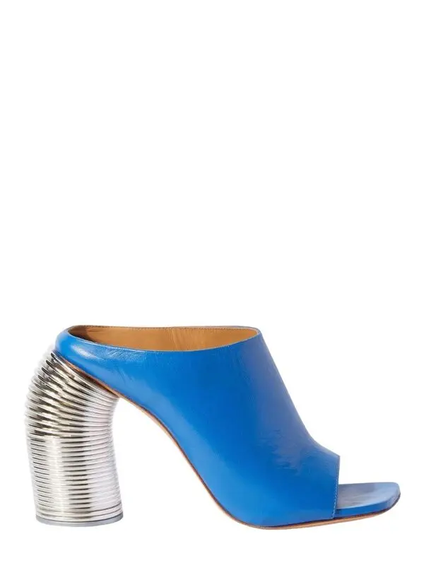Off-White Open Toe Mules With Sculptural Heel - Blue