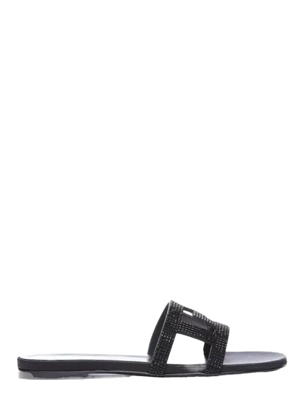 Versace Greca Maze Embellished Slides - Black