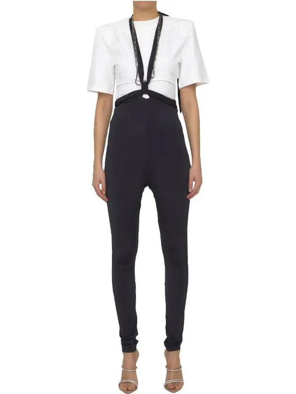 Attico Ruby Cut Out Detailed Halterneck-strap Leggings - Black