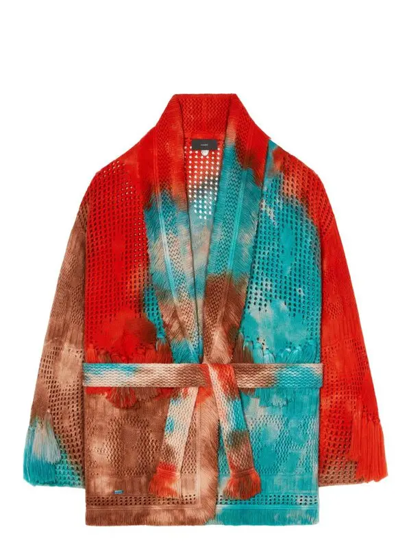 Alanui Tie-dye Fringed Cardigan - Red