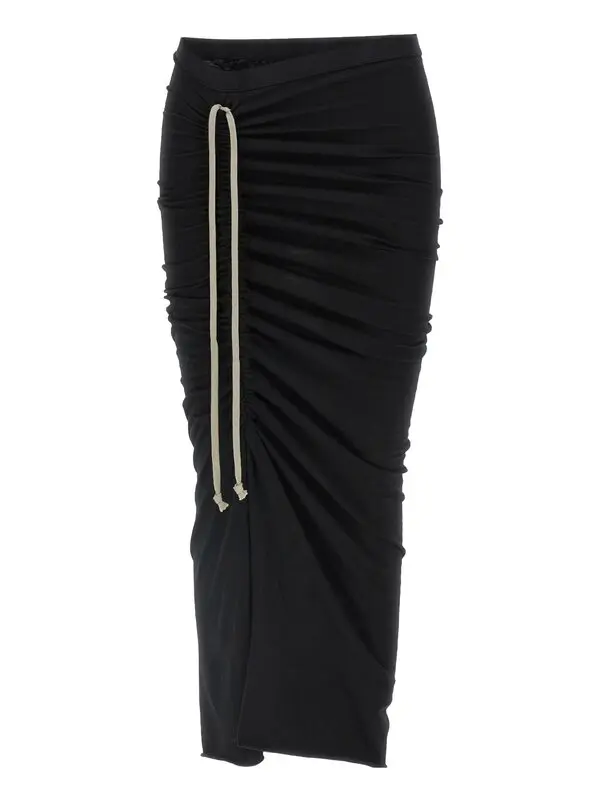 Rick Owens Maxi Skirt With Elastic Waistband - Black