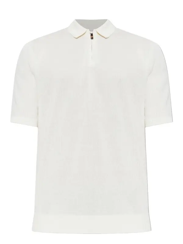 Eleventy Zip-collar Knit Polo Shirt - White