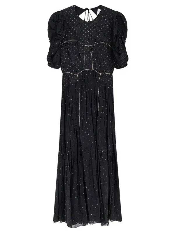 Isabel Marant Étoile Polka Dot Puff Sleeve Crewneck Dress - Black