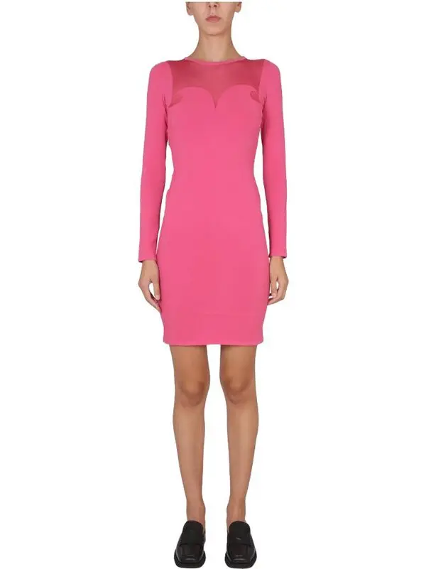 Moschino Long Sleeve Logo Dress - Pink