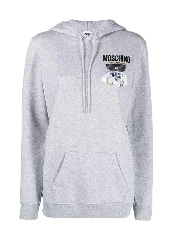Moschino Teddy Logo Embroidered Hoodie - White