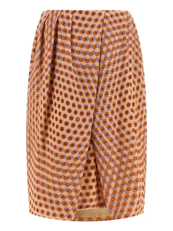 Dries Van Noten Polka Dot Draped Midi Skirt - Nude