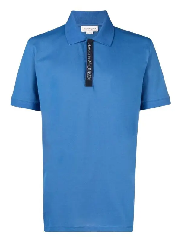 Alexander McQueen Logo-trim Polo Shirt - Blue