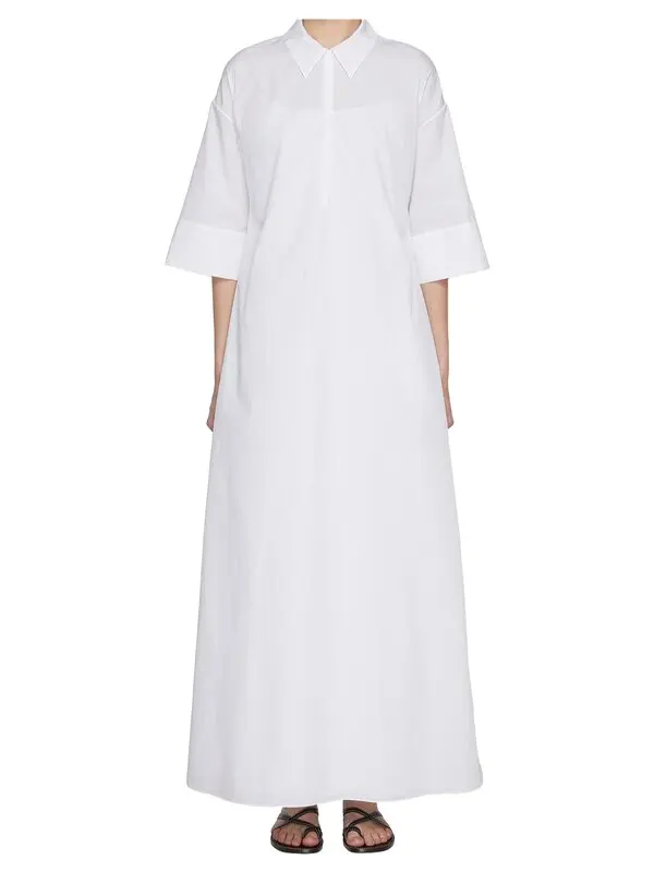 THE ROW Short Sleeve Collared Dress - White