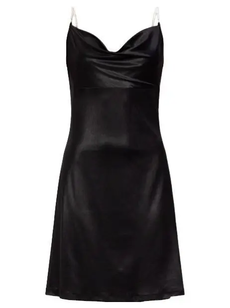 Versace Draped Pearl-trimmed Mini Dress - Black