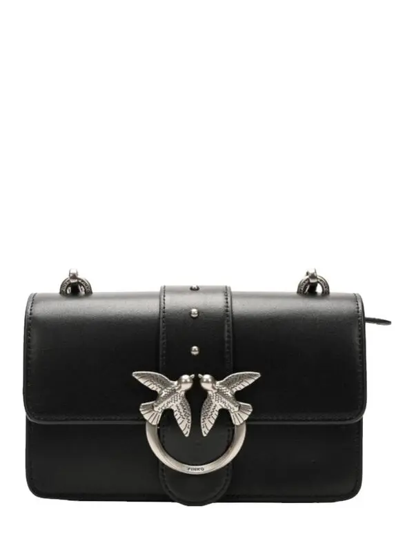 Pinko Flap Shoulder Bag With Bird Clasp - Black