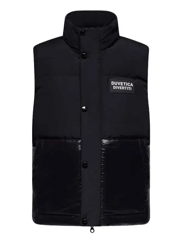 Duvetica Quilted Logo Down Vest - Black