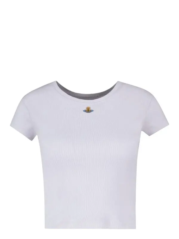 VIVIENNE WESTWOOD Orb Logo Cropped T-shirt - White