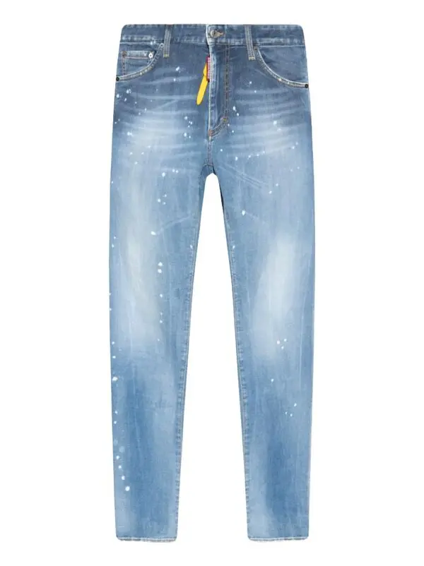 Dsquared2 Paint Splatter Effect Straight-leg Jeans - Blue