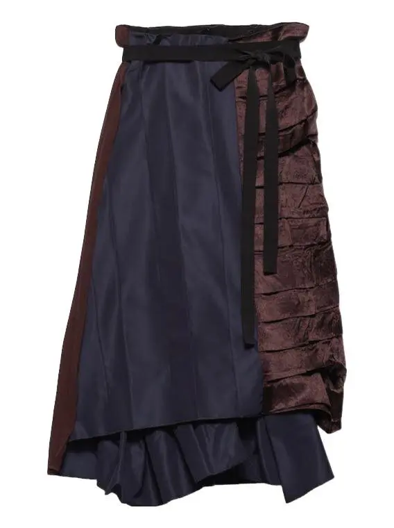 Prada Patchwork Wrap Midi Skirt - Blue