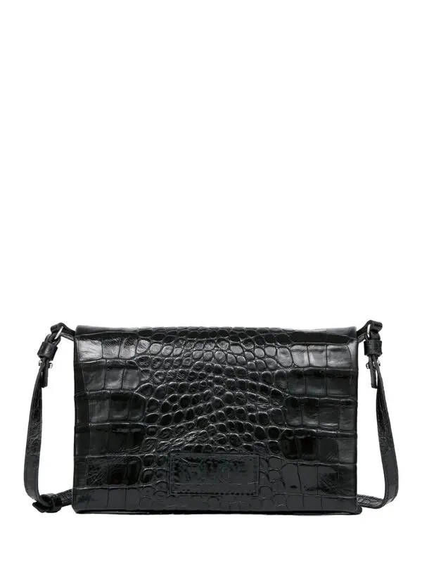 MAISON MARGIELA Embossed Logo Patch Shoulder Bag - Black