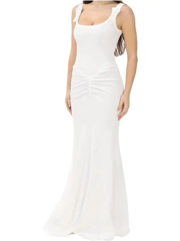 Versace Ruched Maxi Dress - White