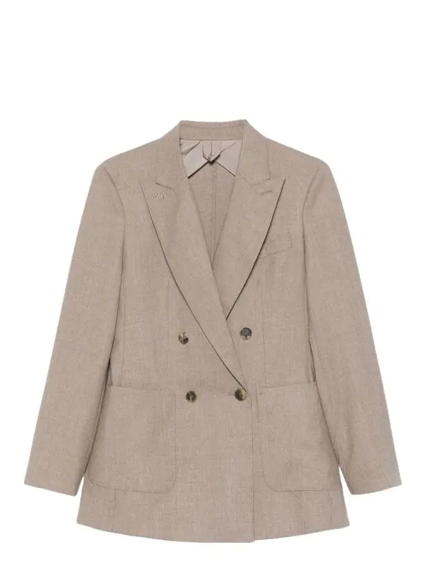Max Mara Lapel Long-sleeved Double-breasted Blazer - Nude