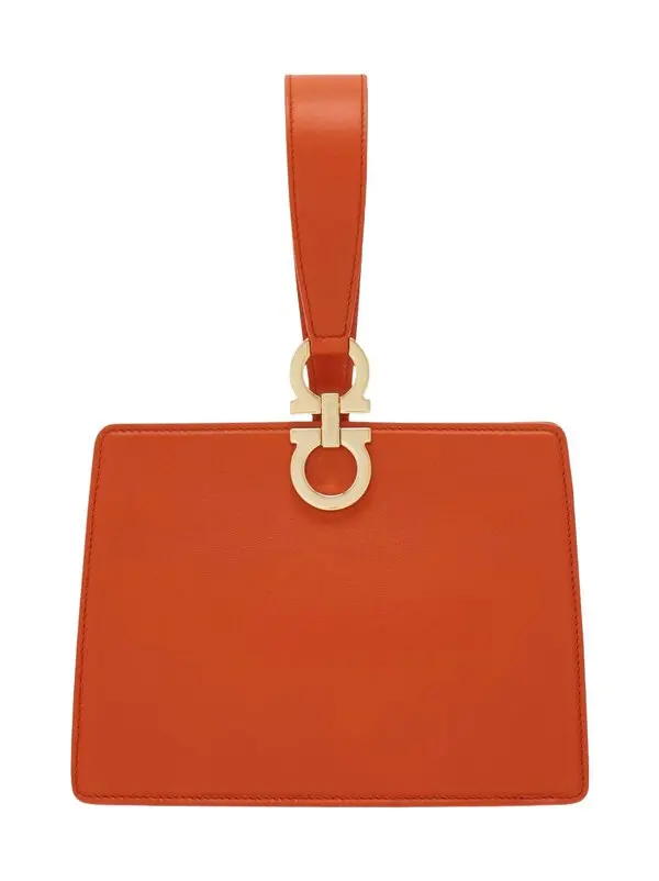 FERRAGAMO Gancini Detail Wristband Clutch - Light Terra Di Siena