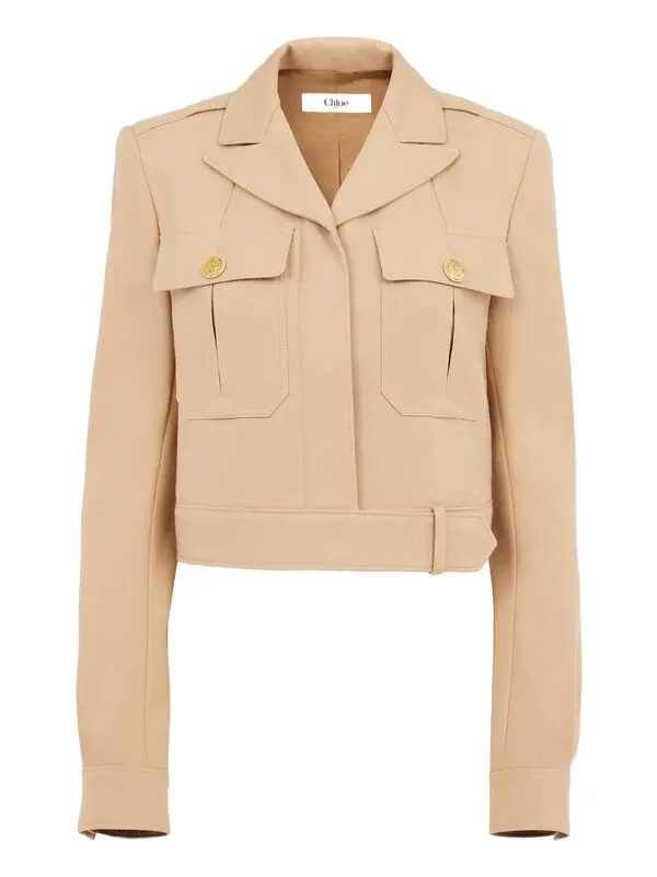 Chloé Cropped Jacket With Logo Detail - Abrasive Brown