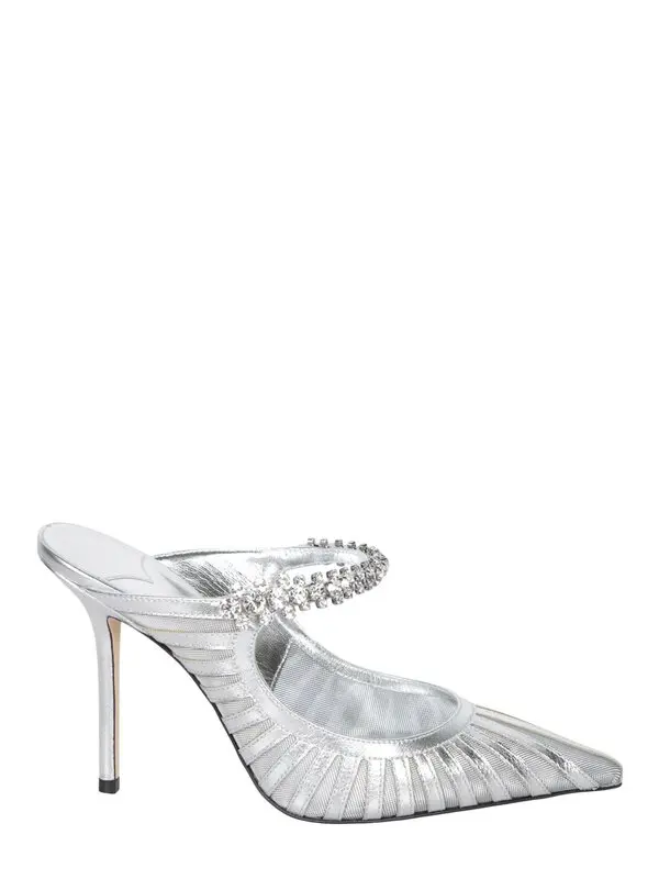 JIMMY CHOO Silver Embellished Pointed High-heeled Sandals - Gray