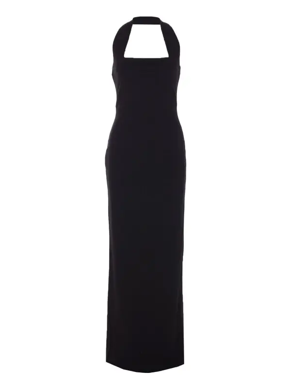 Solace Square Neck Halter Dress - Black