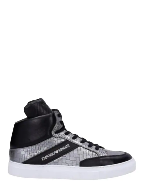 Emporio Armani High Top Sneakers With Logo Detailing - Black