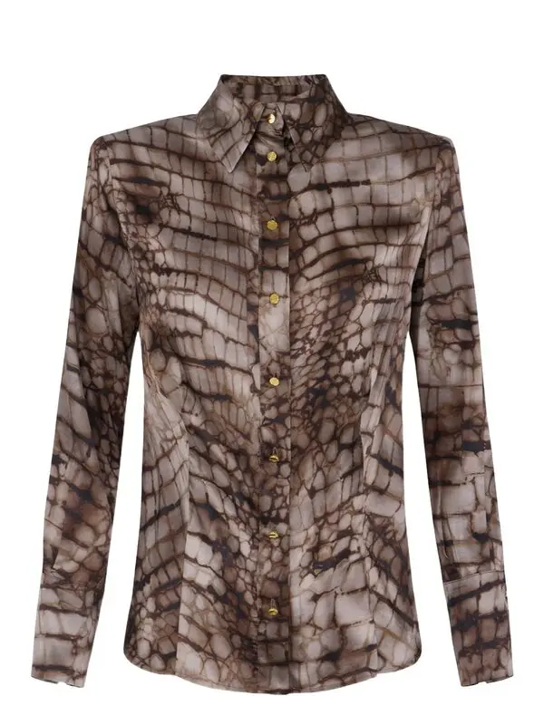 Elisabetta Franchi Printed Satin Shirt - Cocoa
