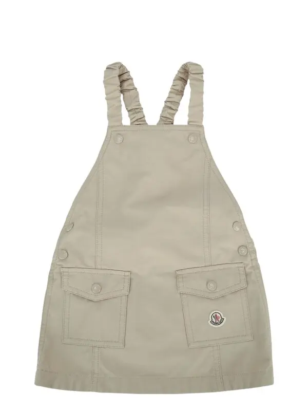Moncler Salopette Pocket Logo Patch Dress - Ecru