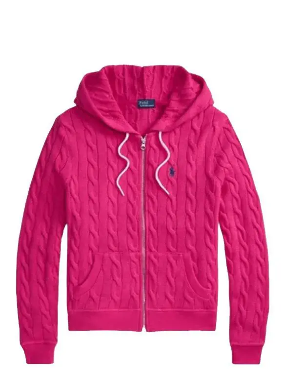 Ralph Lauren Polo Cable-knit Zip Hooded Sweater - Pink
