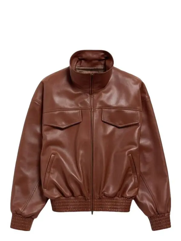 Balenciaga High Stand Collar Blouson - Chestnut