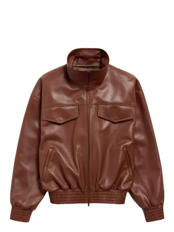 Balenciaga High Collar Zip-up Jacket - Chestnut