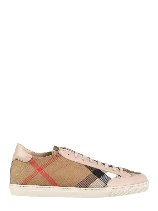 Burberry Checked Sneakers - Nude