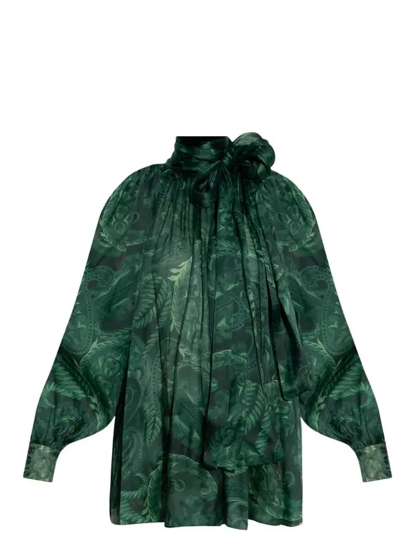 Etro All-over Patterned Bow Detailed Blouse - Green