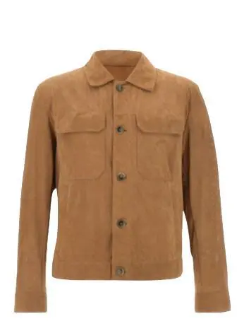 Hugo Boss Perforated Suede Button-up Jacket - Brown
