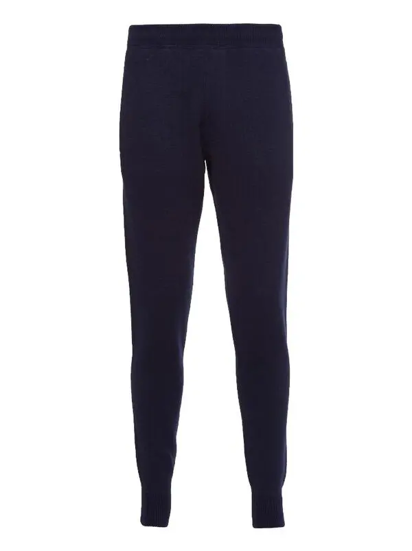 Prada Logo Patch Knitted Track Pants - Blue