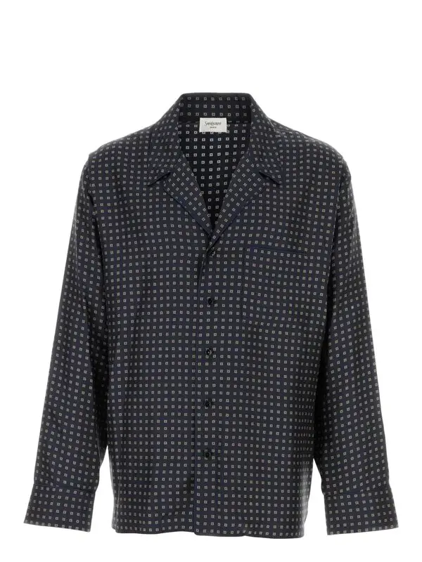 Saint Laurent All-over Patterned Button-up Shirt - Black