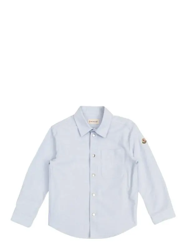 Moncler Buttoned Shirt With Logo Patch - Light Blue