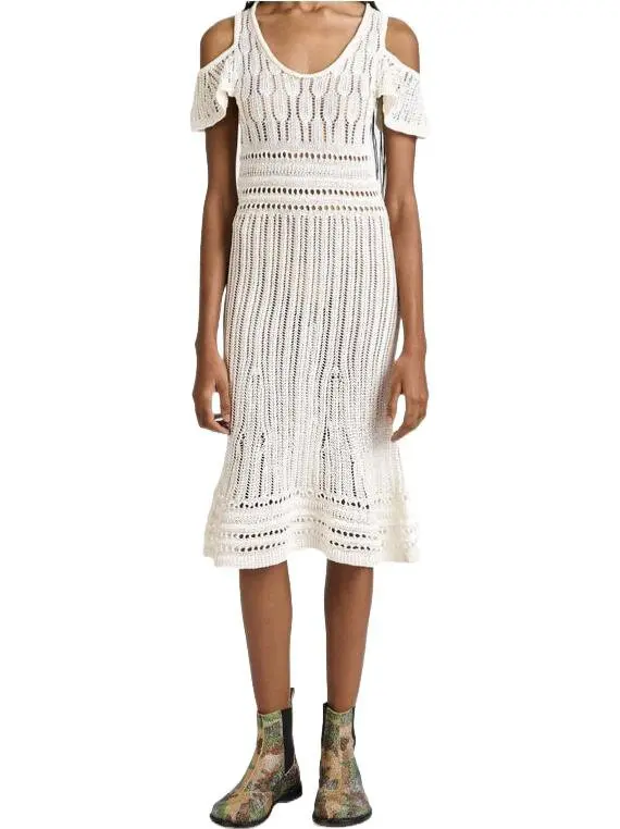 J.W.ANDERSON Off-shoulder Crochet Dress - White