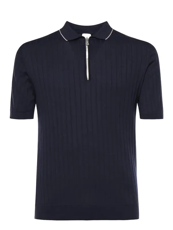 Eleventy Zip Polo Knitted Sweater - Black