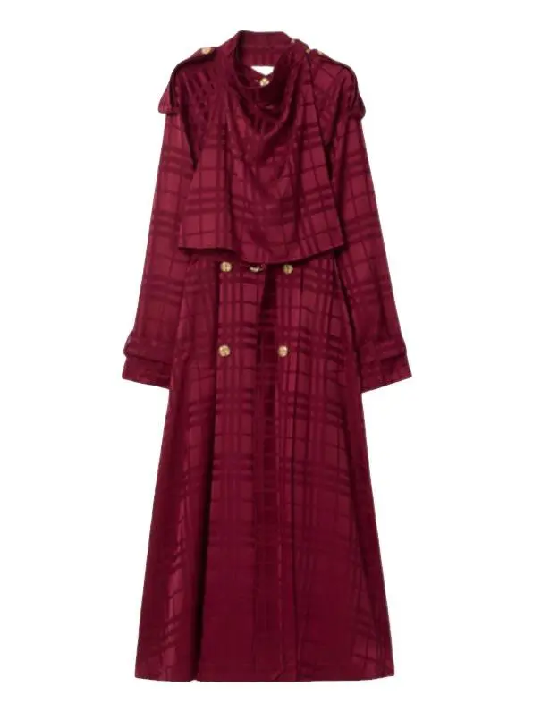 Burberry Double-breasted Silk Trench Coat - Ripple Red