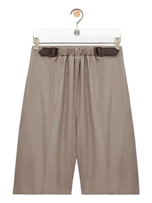 Loewe Pressed Crease Belted Knee Length Shorts - Beige Mixed Colors