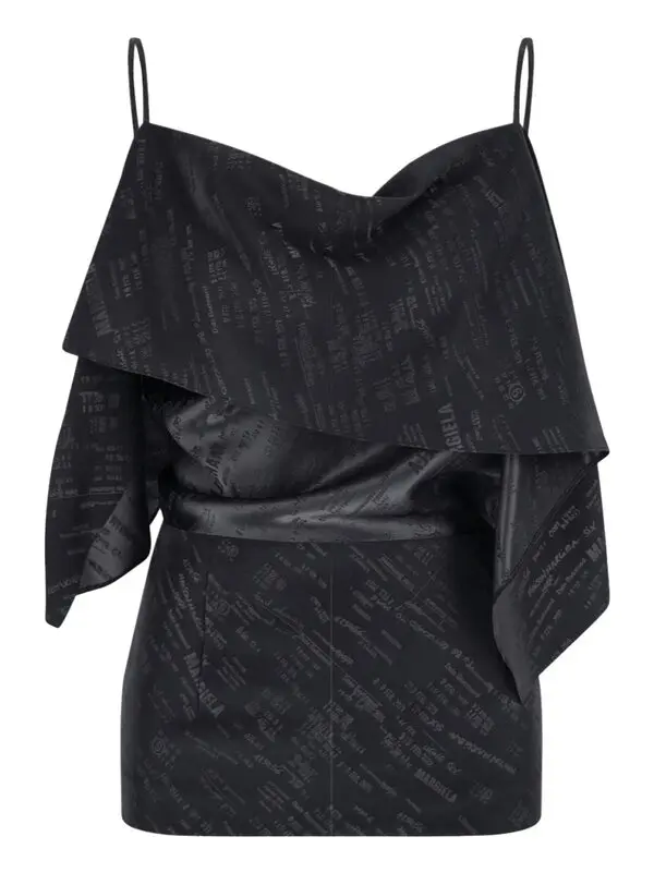 MAISON MARGIELA Asymmetrical Cowl Neck Top - Anthracite