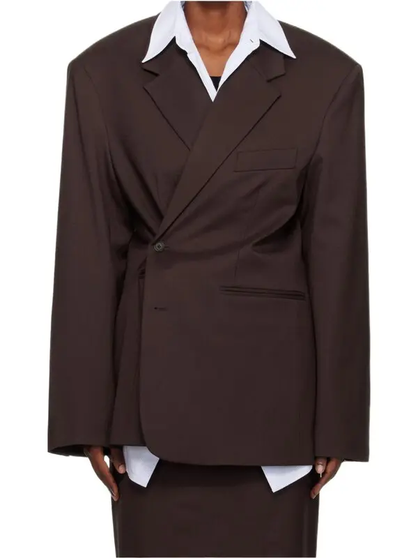 THE FRANKIE SHOP Crosby Wrap Blazer - Brown