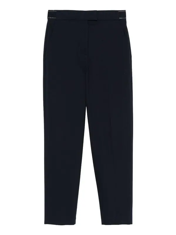 Brunello Cucinelli Straight Leg Trousers With Monili Chain Detail - Midnight Blue