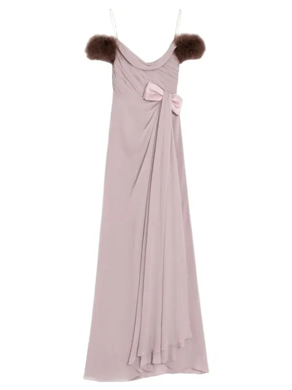 Valentino Garavani Strappy Dress With Pleated Design And Bow Detail - Pink