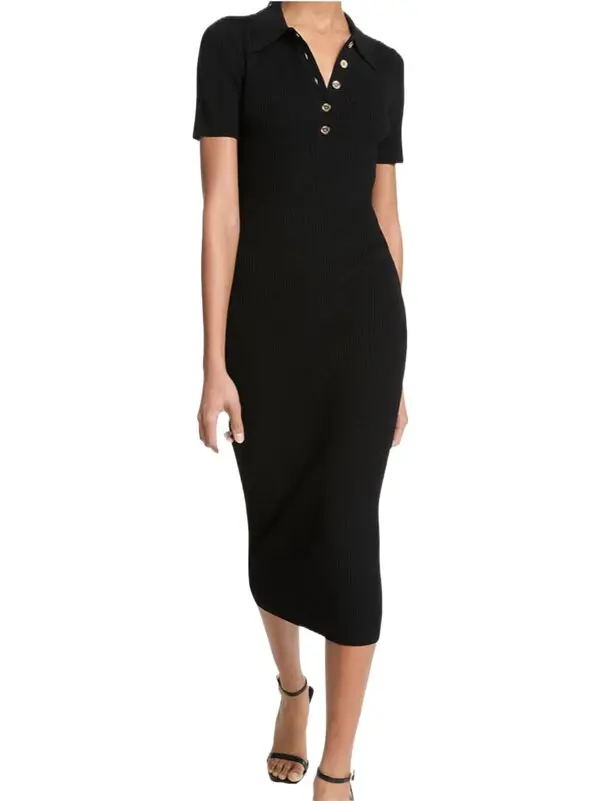 Michael Kors Ribbed Polo Dress - Black