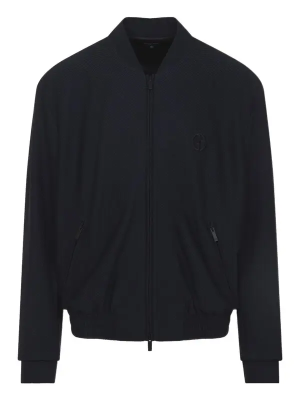 Giorgio Armani Textured Logo Bomber Jacket - Dark Navy